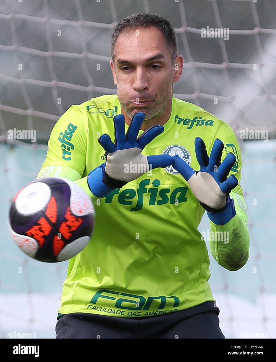 SÃO PAULO, SP - 01.04.2017: TREINO DO PALMEIRAS - The goalkeeper ...