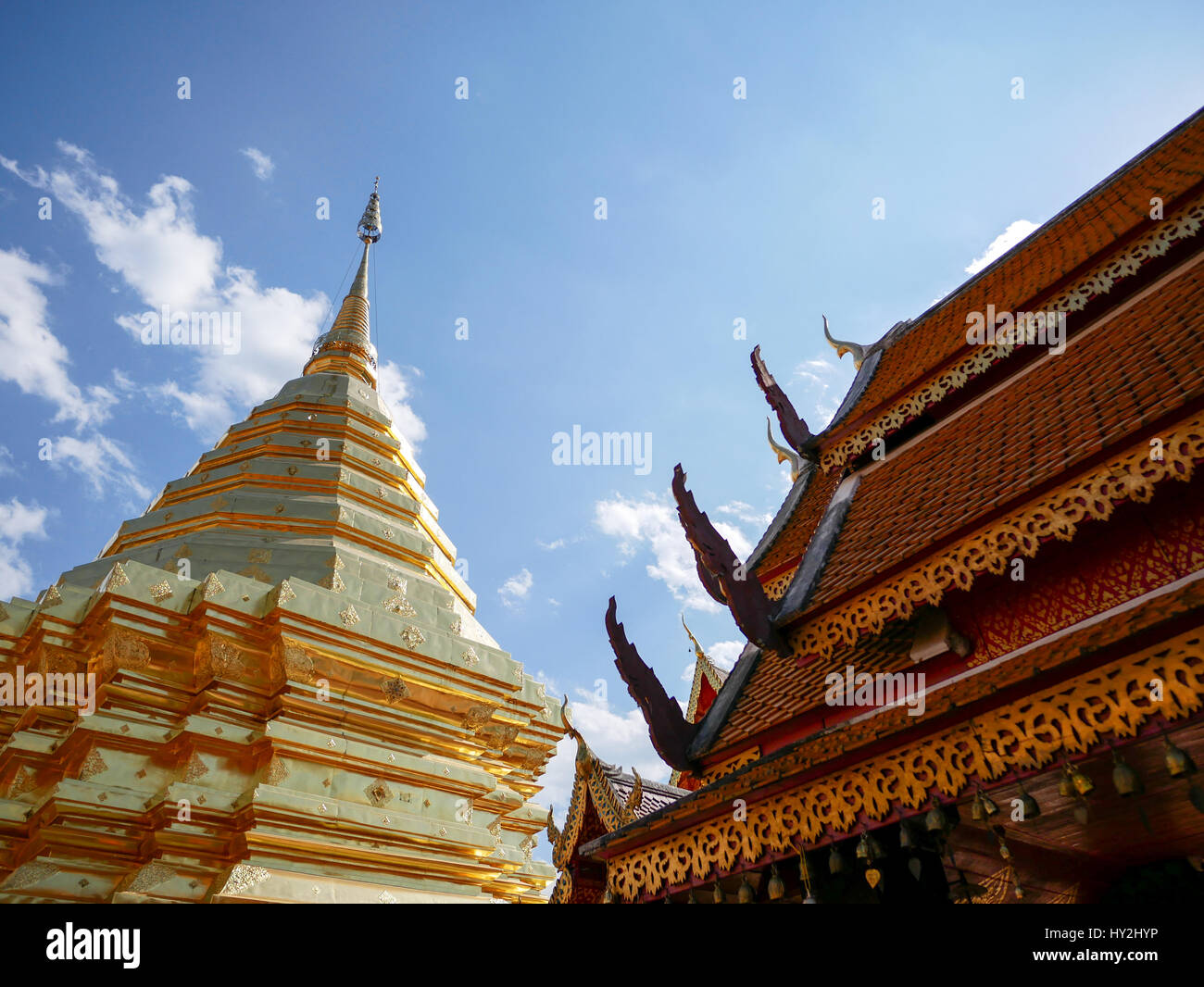 Thai pagoda at Wat Phra That Doi Kham (Temple of the Golden Mountain ...