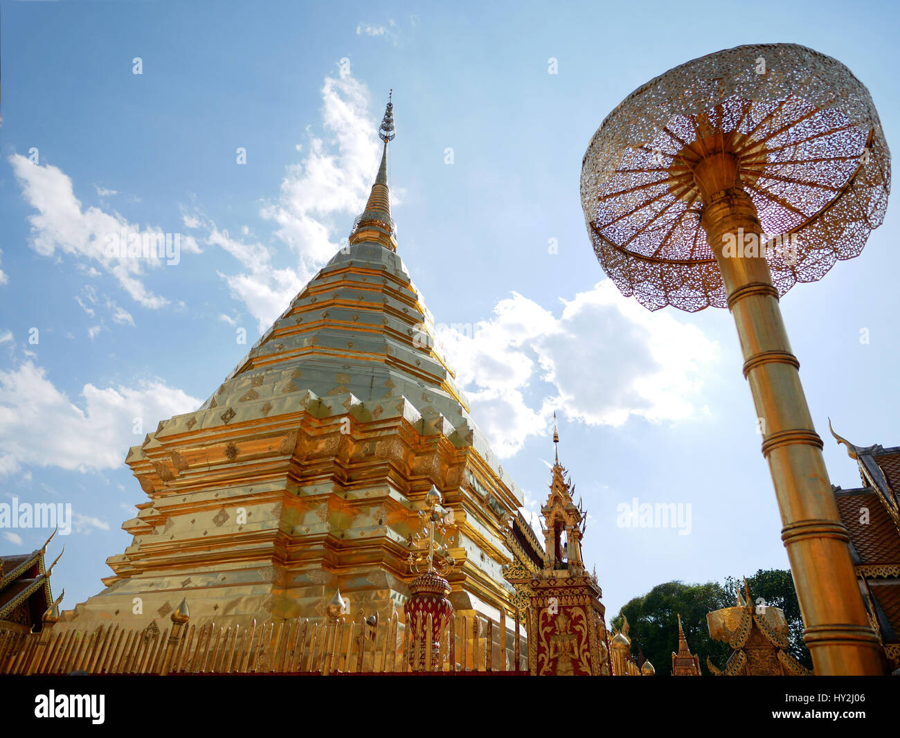 Thai pagoda at Wat Phra That Doi Kham (Temple of the Golden Mountain ...