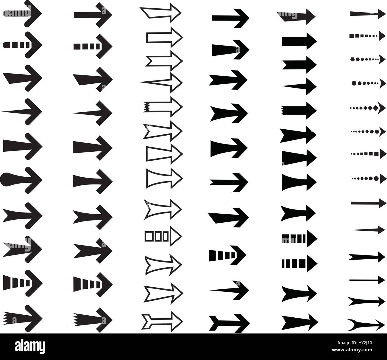Straight Arrows Icon Set Various Style Edge Curve Sharp And Blunted