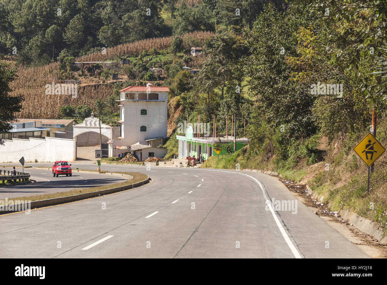 Curving highway in remote Guatemala, Central America Stock Photo - Alamy