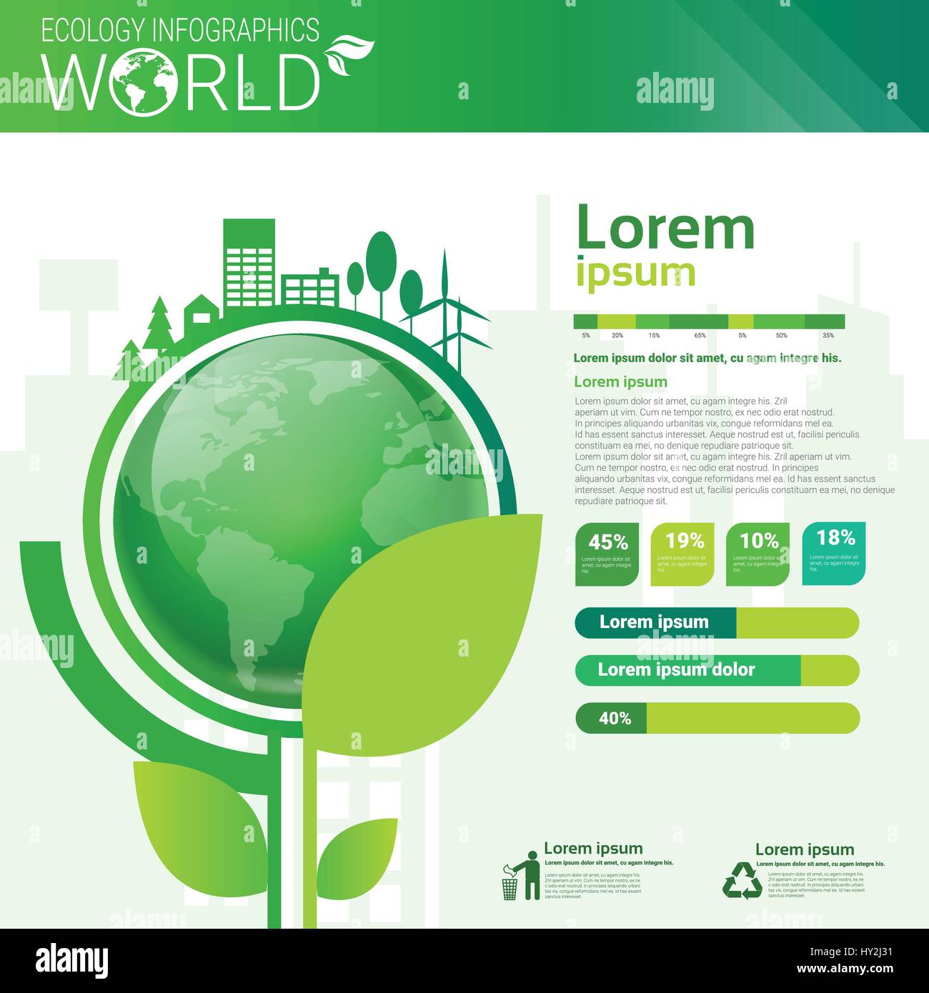 World Environmental Protection Green Energy Ecology Infographics Banner ...