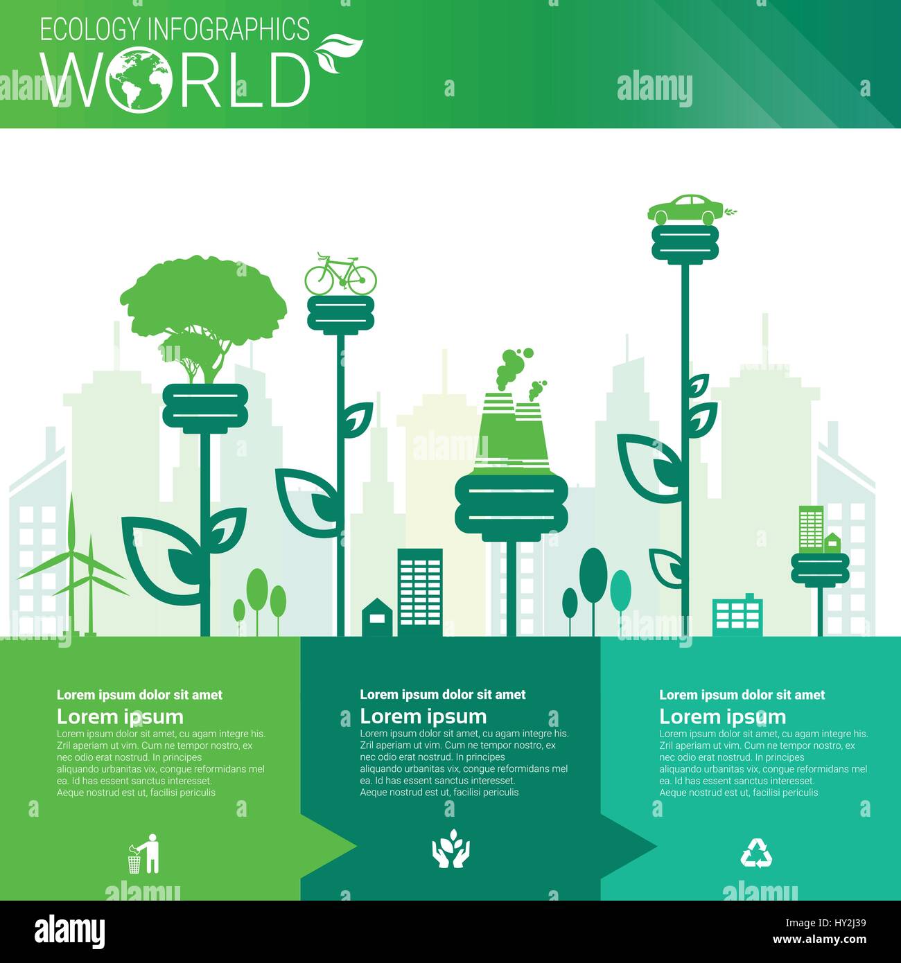 World Environmental Protection Green Energy Ecology Infographics Banner ...