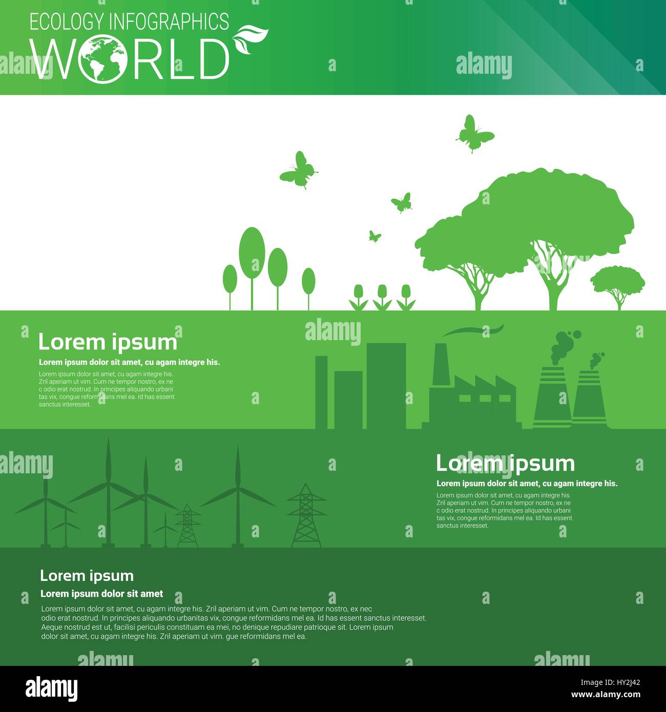 World Environmental Protection Green Energy Ecology Infographics Banner ...
