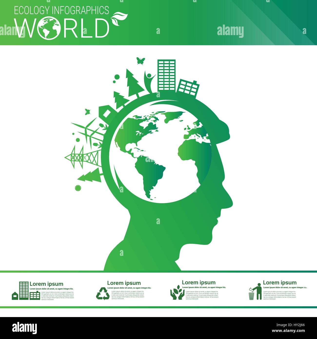 World Environmental Protection Green Energy Ecology Infographics Banner ...