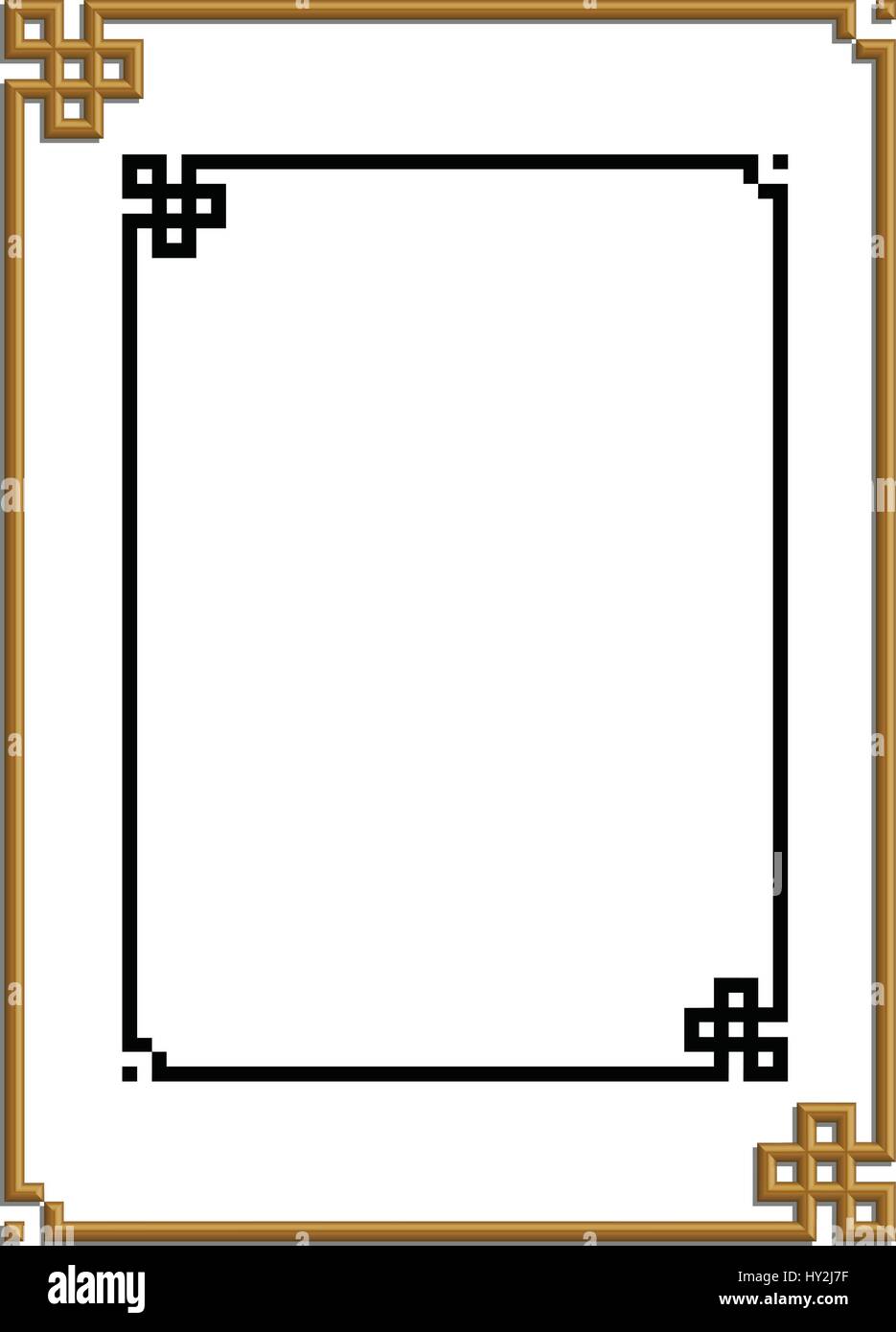 3D vector of beautiful golden frame chinese, bord pattern for text and ...