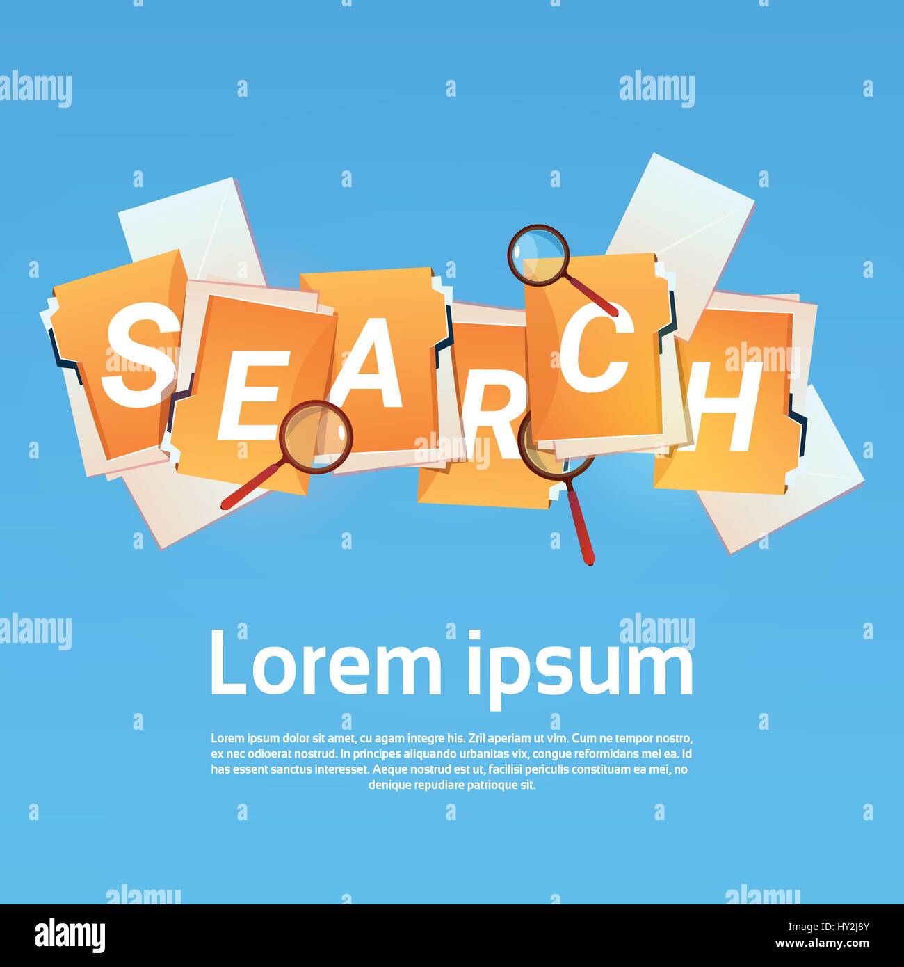 Paper Document Search Magnifying Glass Paperwork Business Concept Stock ...
