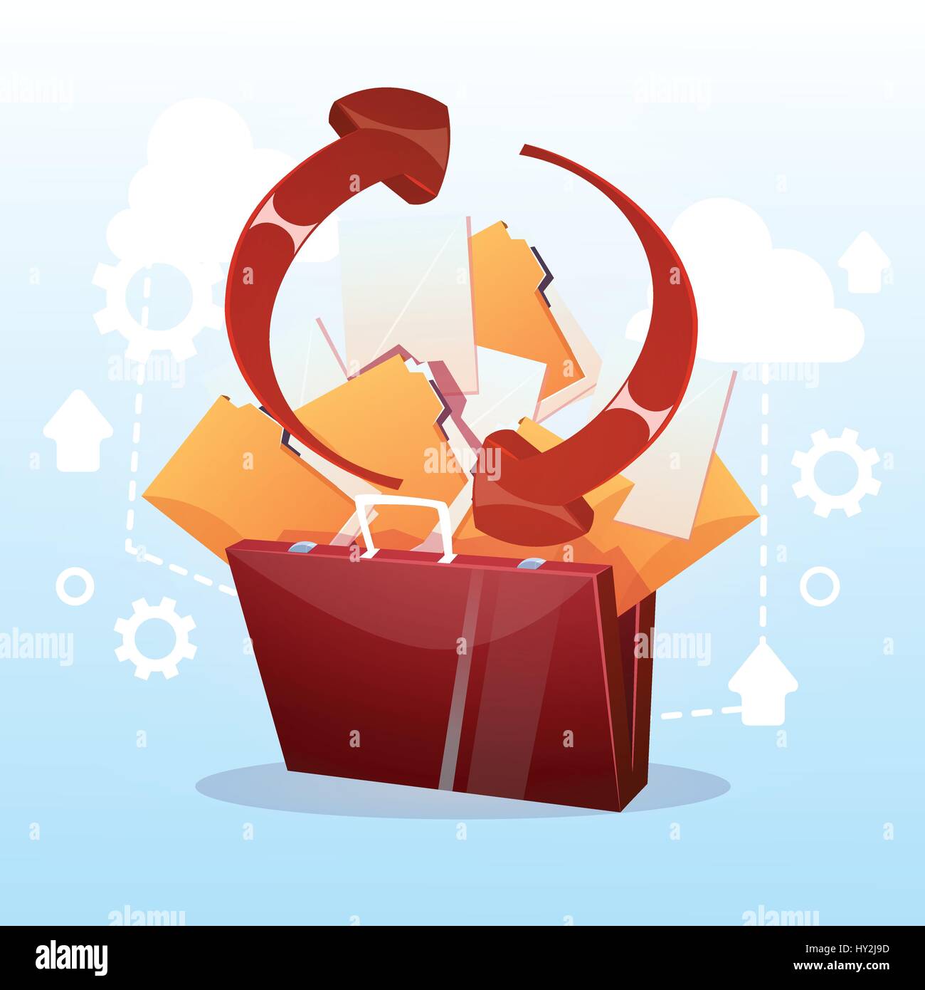 Open Briefcase Paper Document Cloud Storage Database Synchronization Business Concept Stock ...