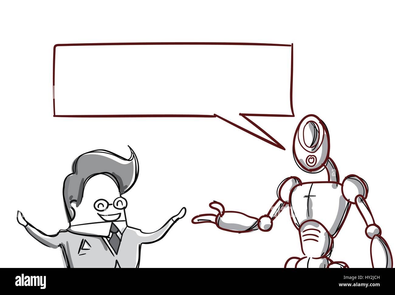 Business Man Speaking With Modern Robot, Businessman Meeting Discussion ...