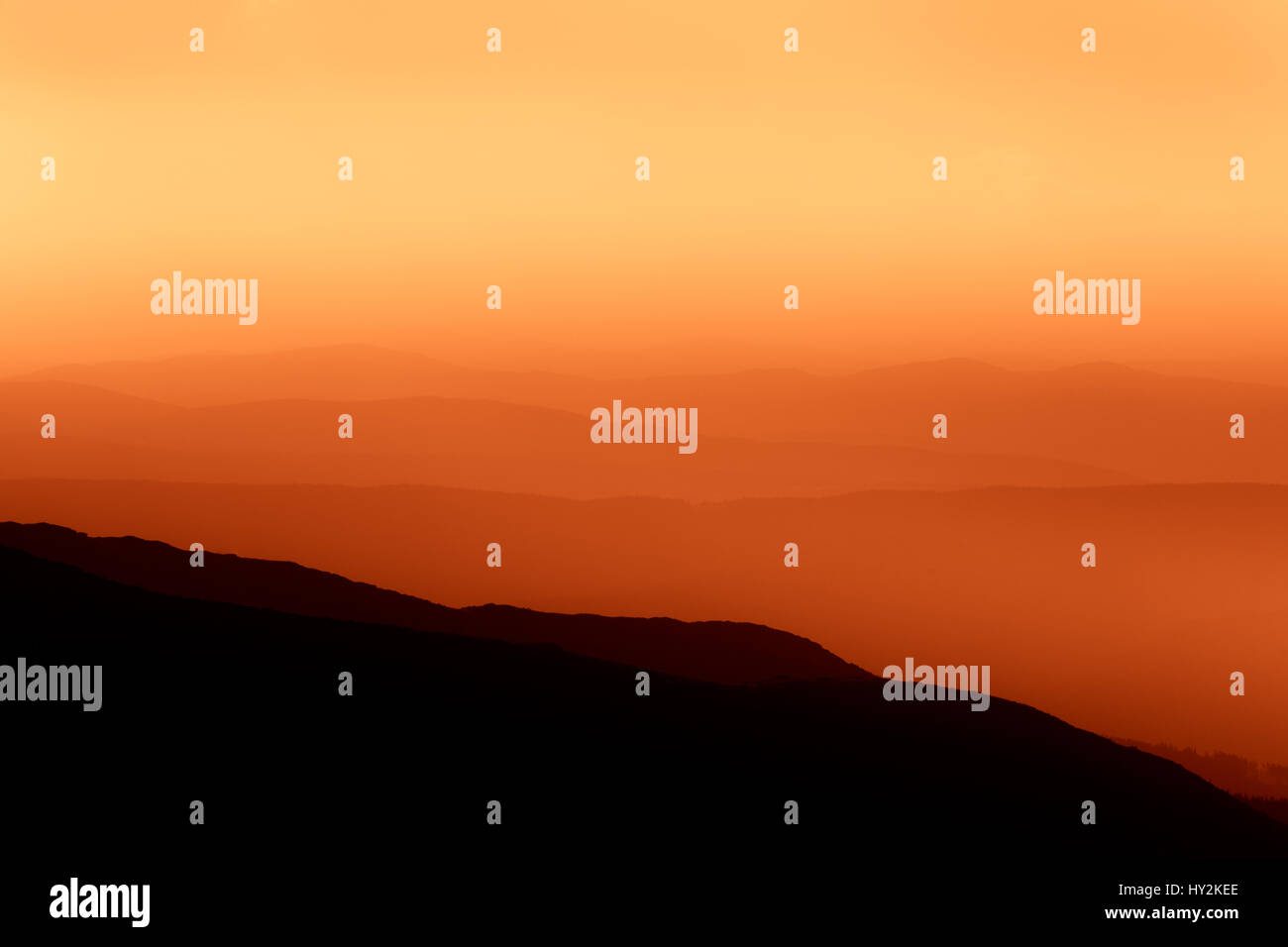 A beautiful, colorful, abstract mountain landscape in a red tonality ...