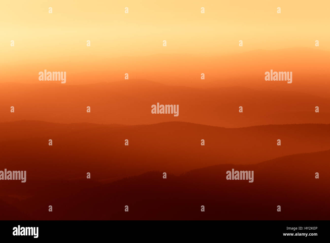 A beautiful, colorful, abstract mountain landscape in a red tonality ...