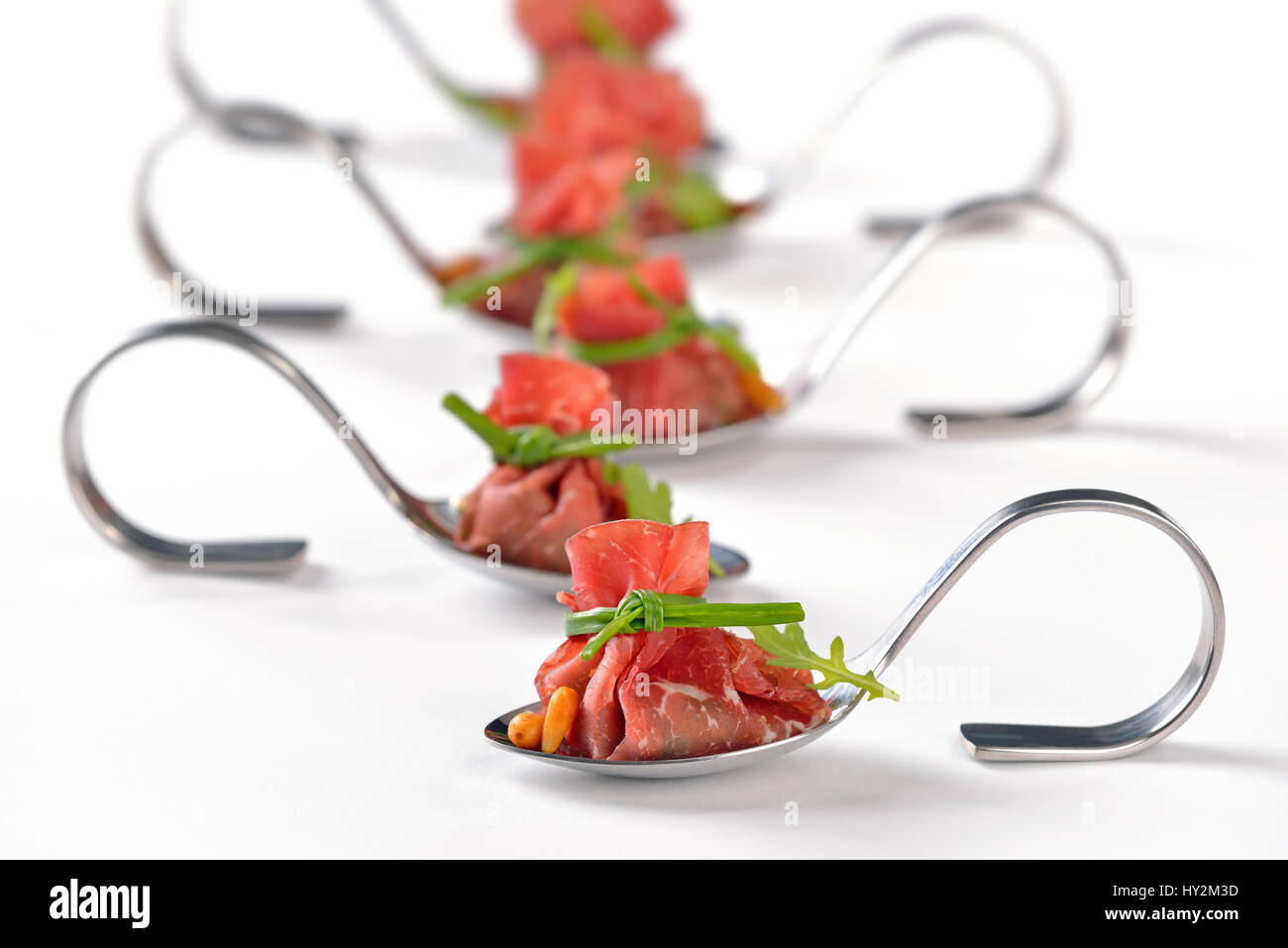 Delicious air-dried beef ham - Italian Bresaola - stuffed with chopped ...