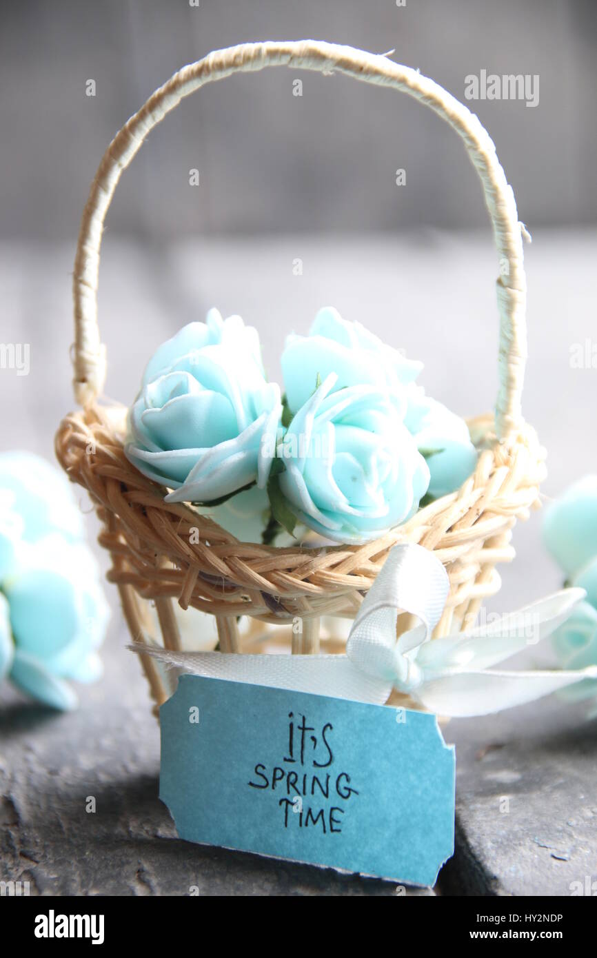 Its spring Time concept, spring flowers in a small basket Stock Photo ...