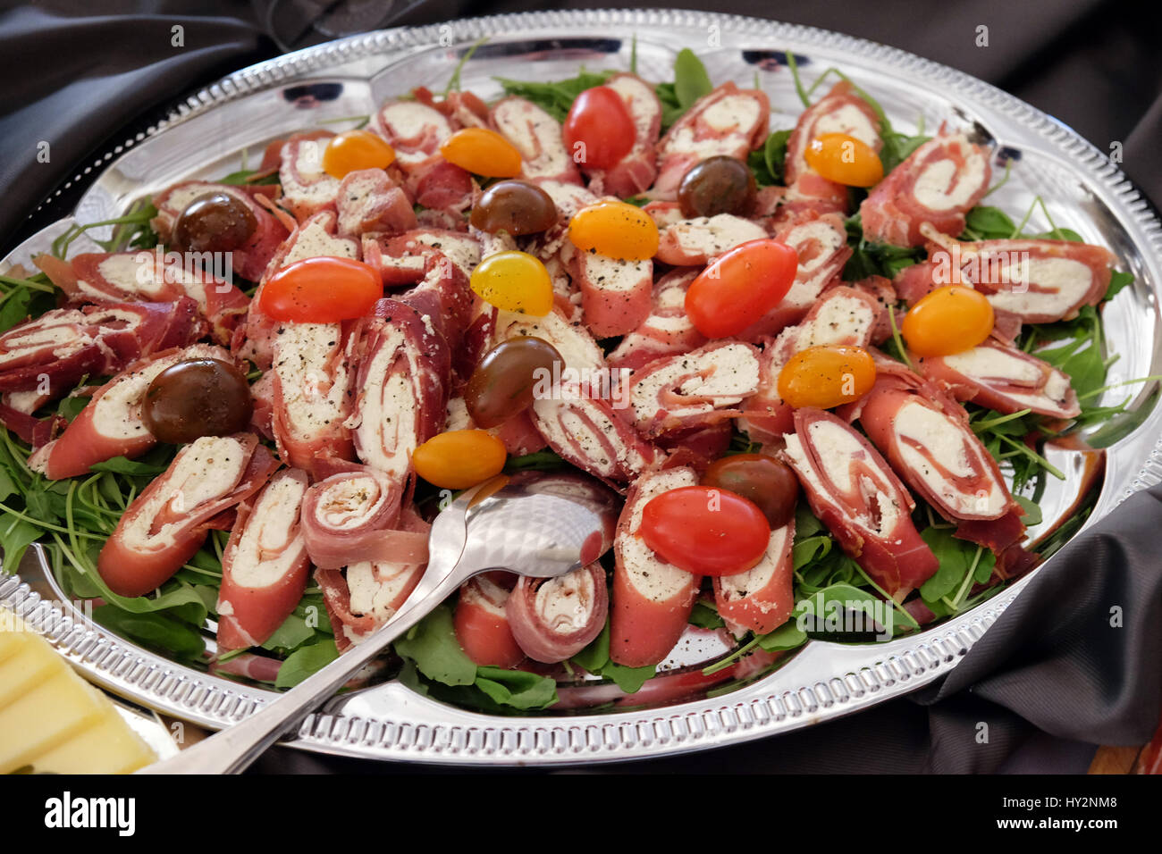 Classic Croatian starter plate with fine Croatian ham and cheese Stock ...