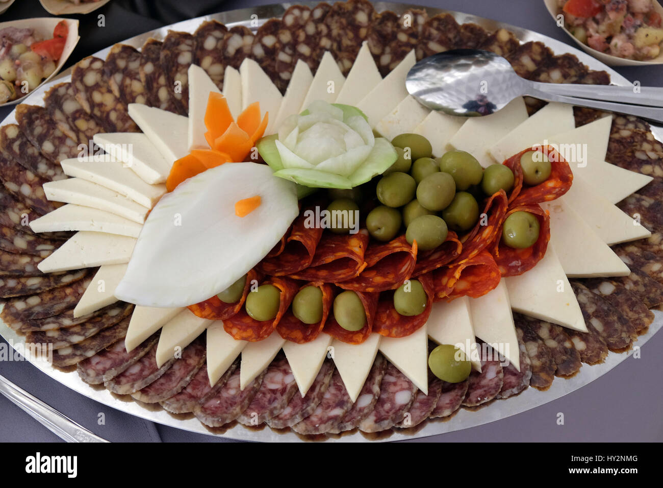 Classic Croatian starter plate with Fine Croatian sliced salami and ...