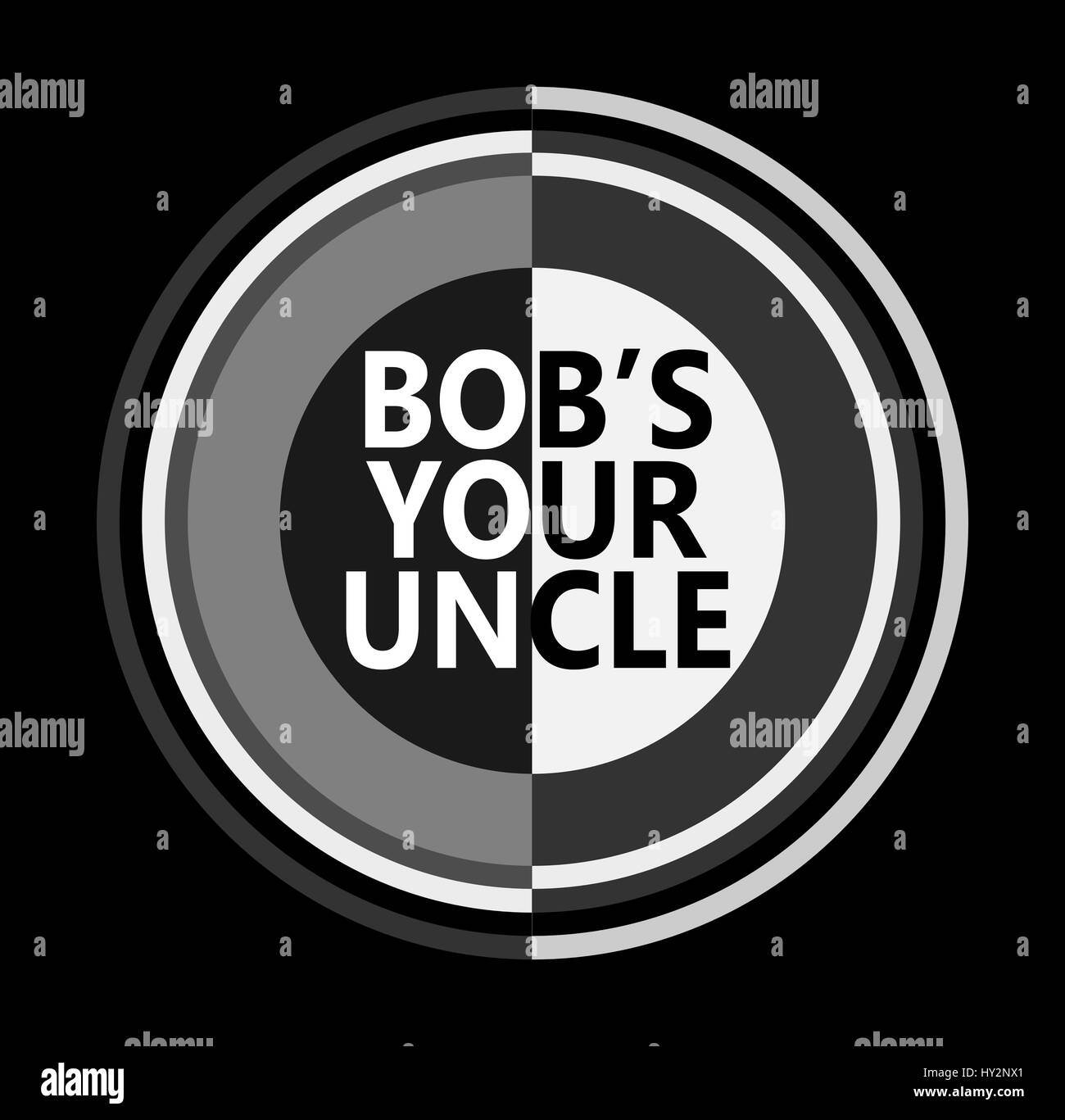 Digital illustration depicting monotone circles with the words Bob's ...