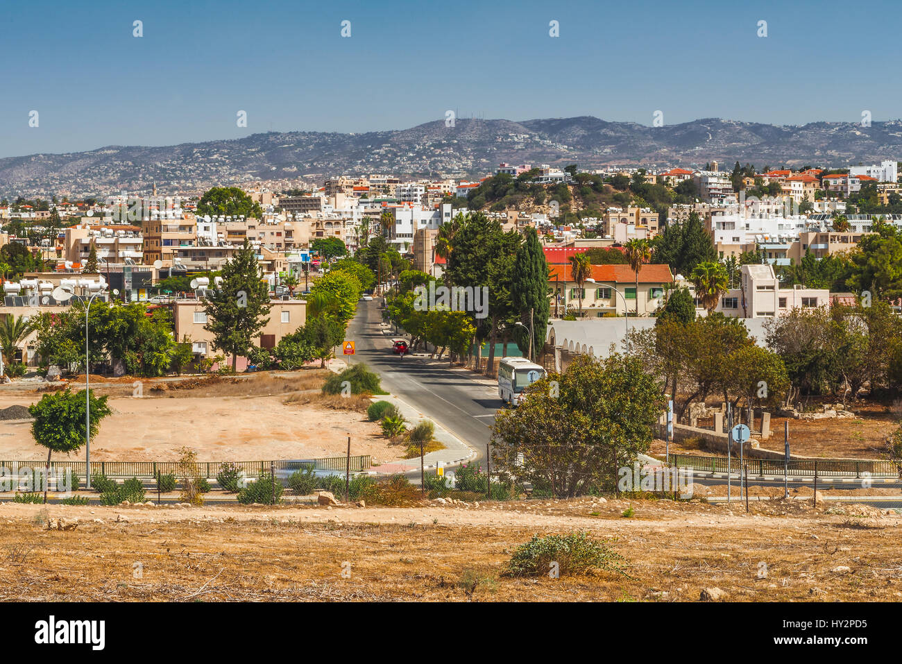 View of the town of Paphos in Cyprus. Paphos is known as the center of ...