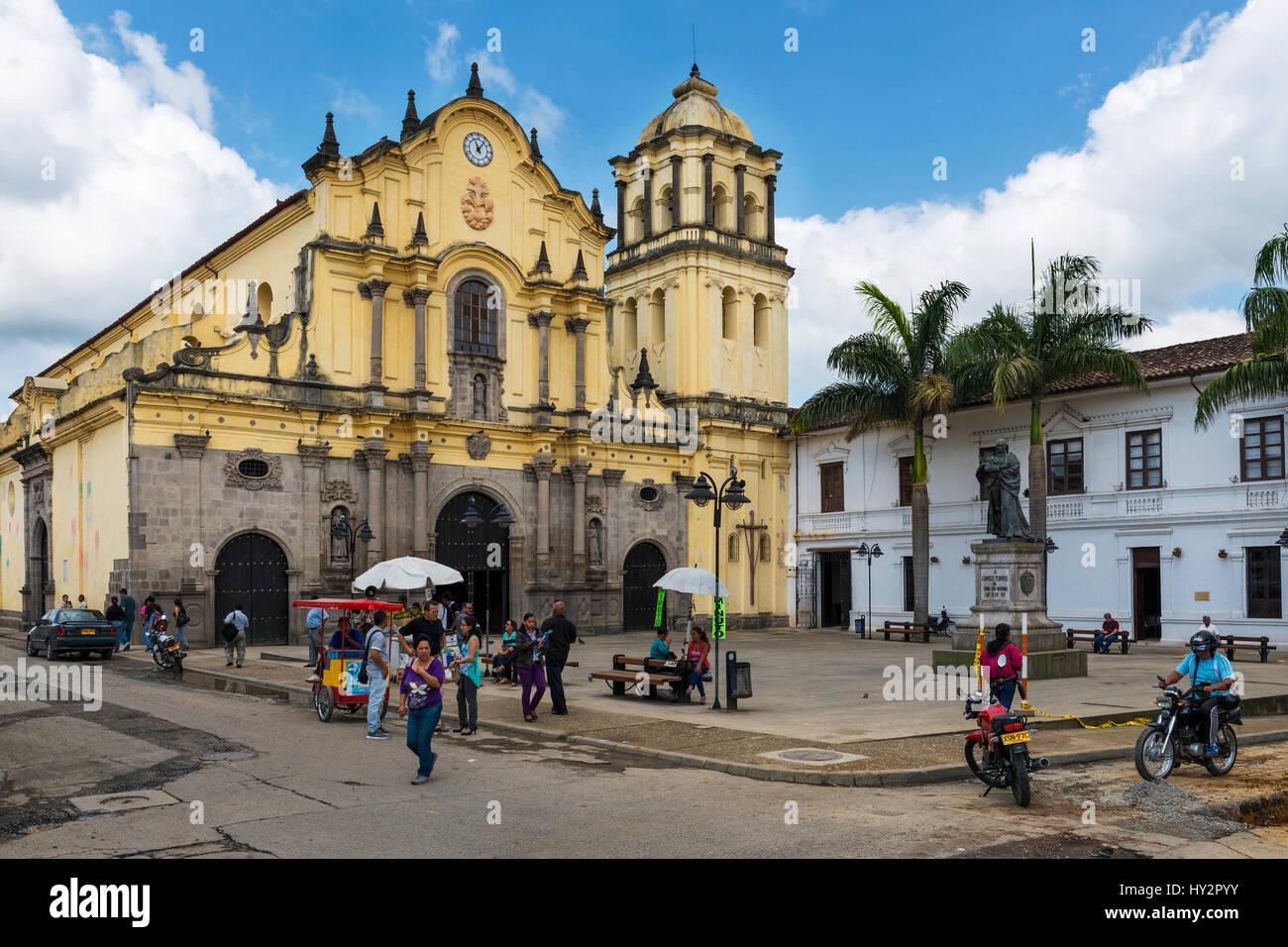 Popayan, Colombia - February 4, 2014: View of ths San Francisco square ...