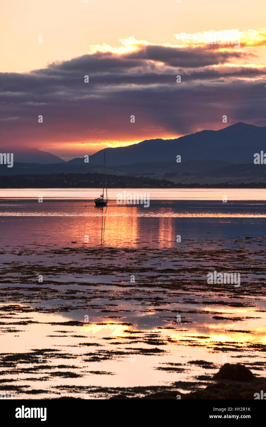 Vertical, Sunset over Beauly Firth, Inverness, Highland, Scotland, UK ...