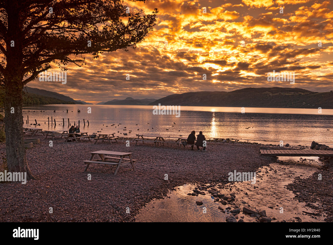 Inverness, Loch Ness at Dores, sunset, Highland, Scotland, UK Stock ...