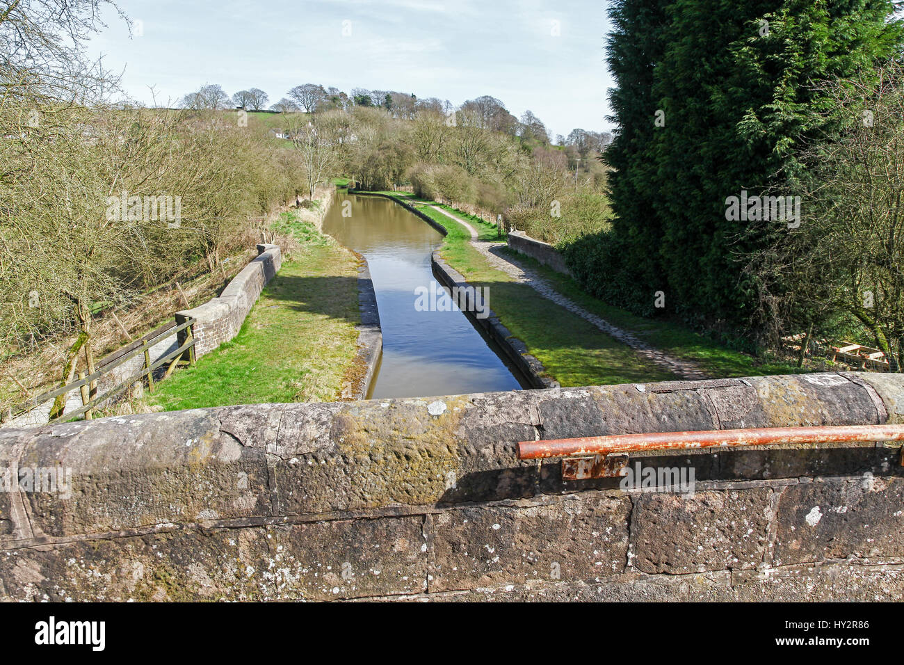 A view along the Leek branch of the Caldon branch of the Trent and ...