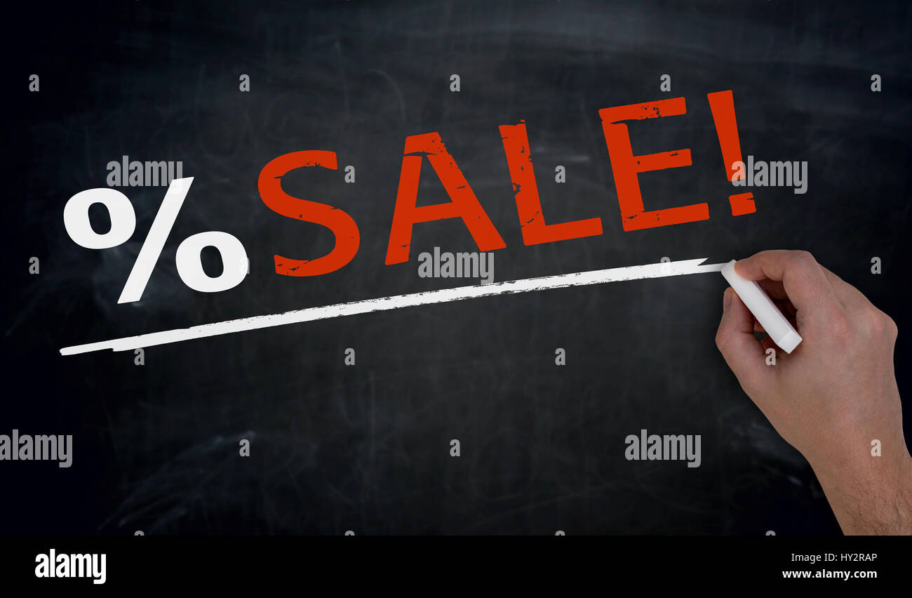 Sale is written by hand on blackboard Stock Photo - Alamy