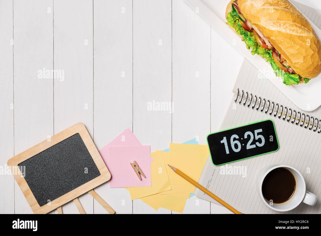 Snack at break time. Healthy business lunch in office, top view of ...