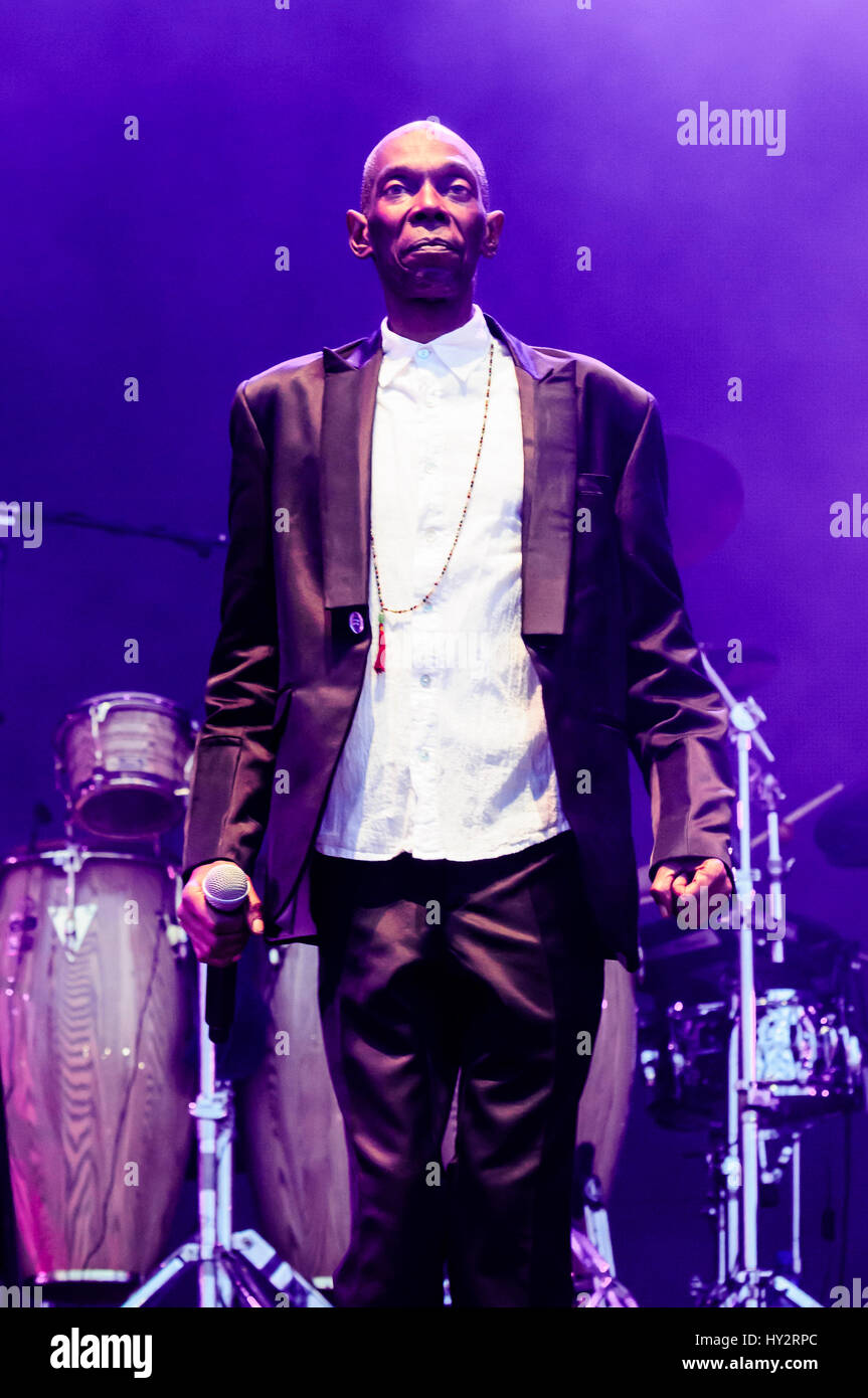 BELFAST, NORTHERN IRELAND. 11 JUN 2016: Lead singer of the British ...