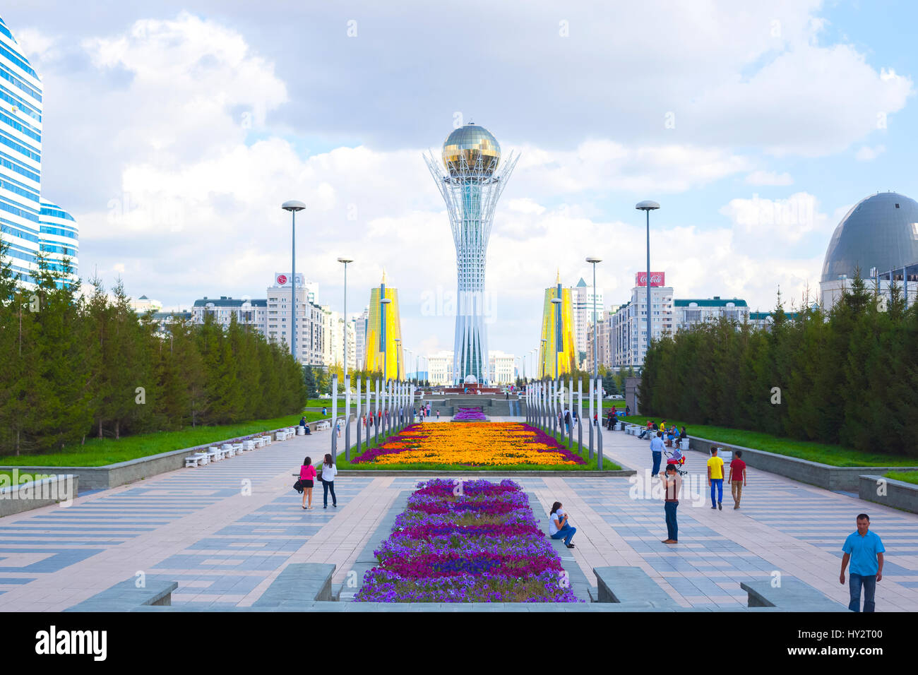 Astana city in the center of the photo Baiterek monument. Capital of ...