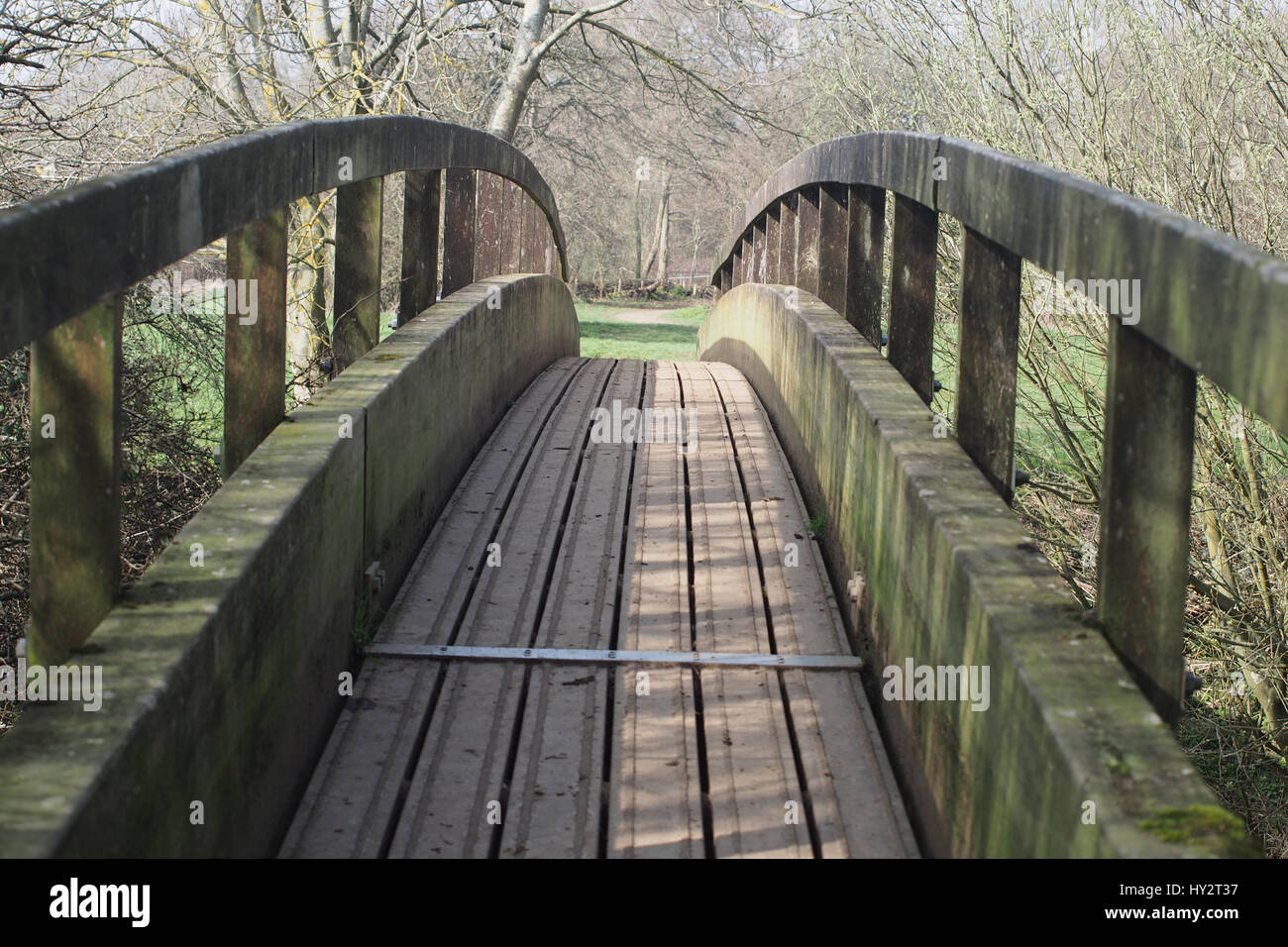 Robust wooden foot bridge in a nature reserve Stock Photo - Alamy