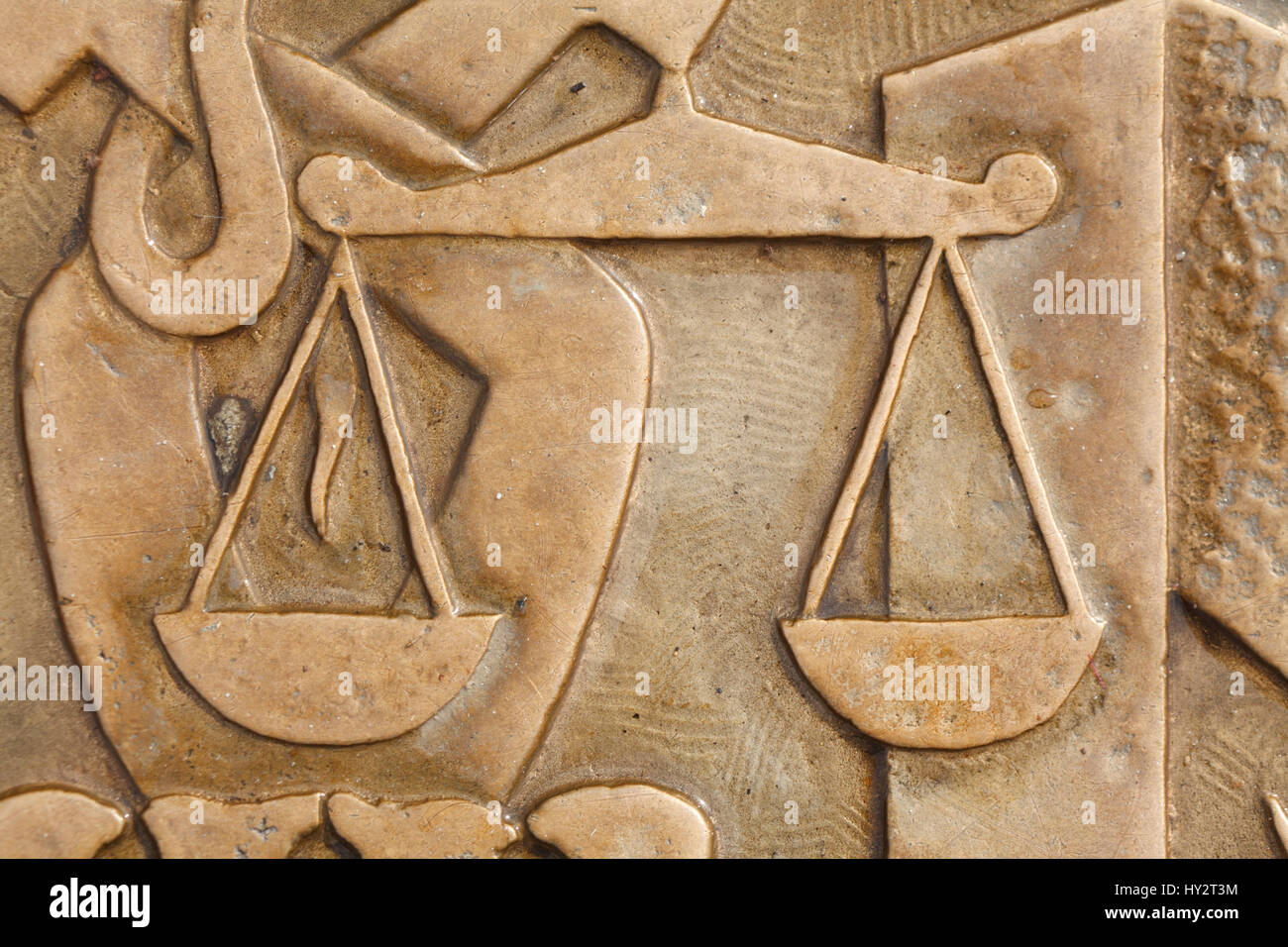 ground mark Scale, relief on pedestrian's way Stock Photo - Alamy