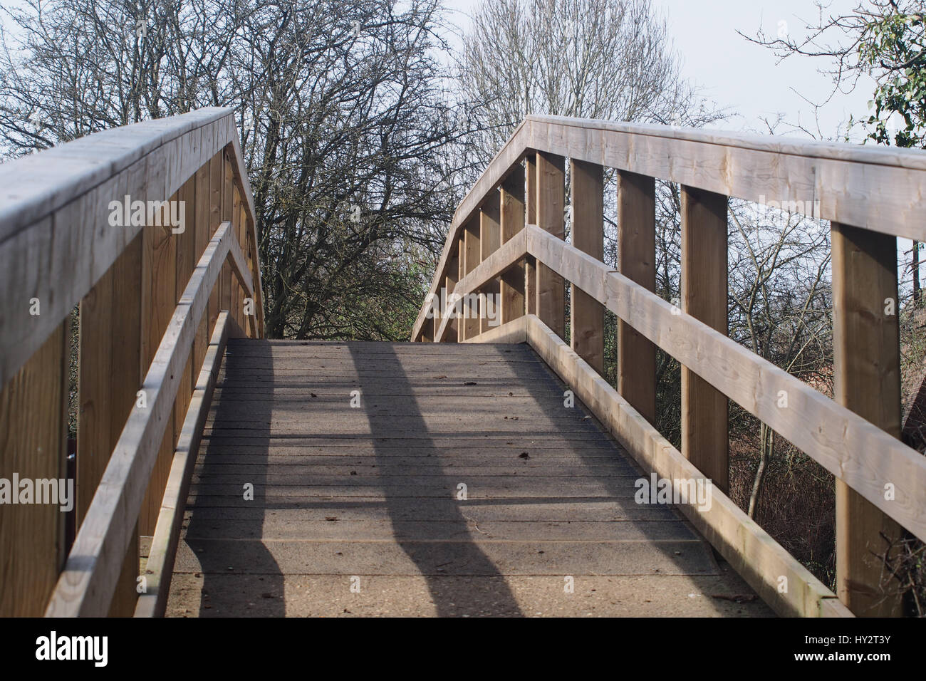 Robust wooden foot bridge in a nature reserve Stock Photo - Alamy