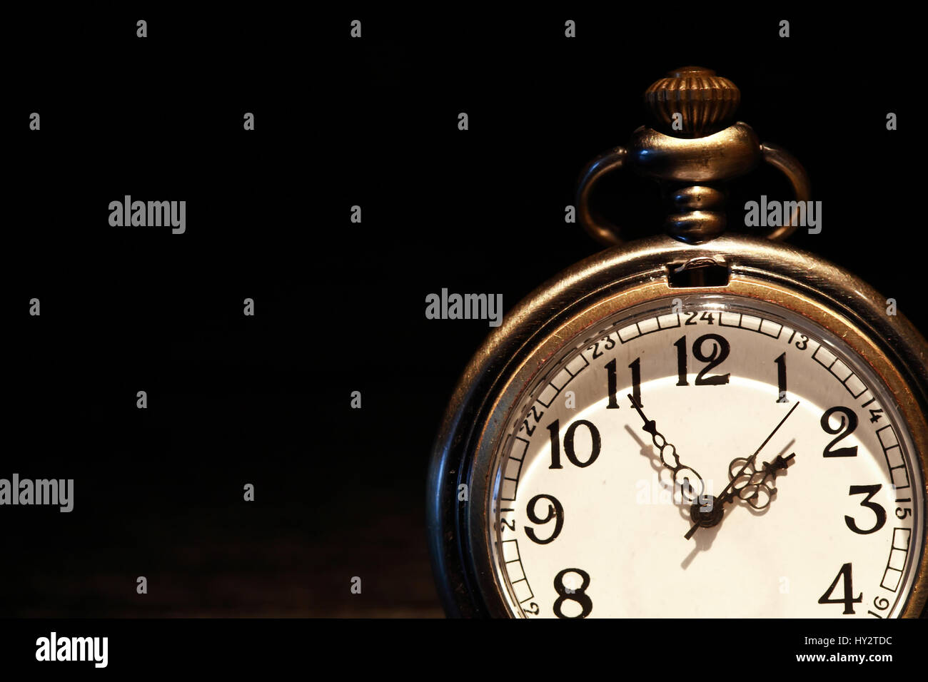 Closeup of old pocket watch on dark background with free space Stock ...