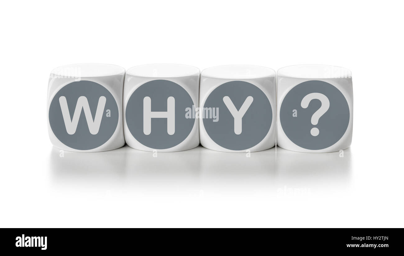 Letter dice on a white background - Why Stock Photo - Alamy