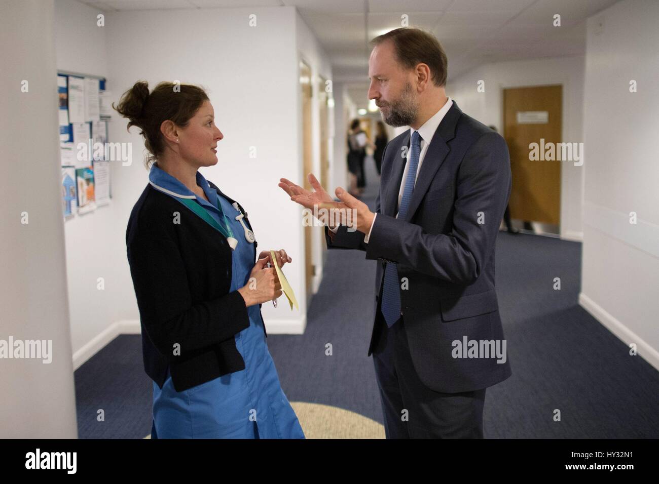 NHS England's chief executive Simon Stevens speaks to staff during the ...
