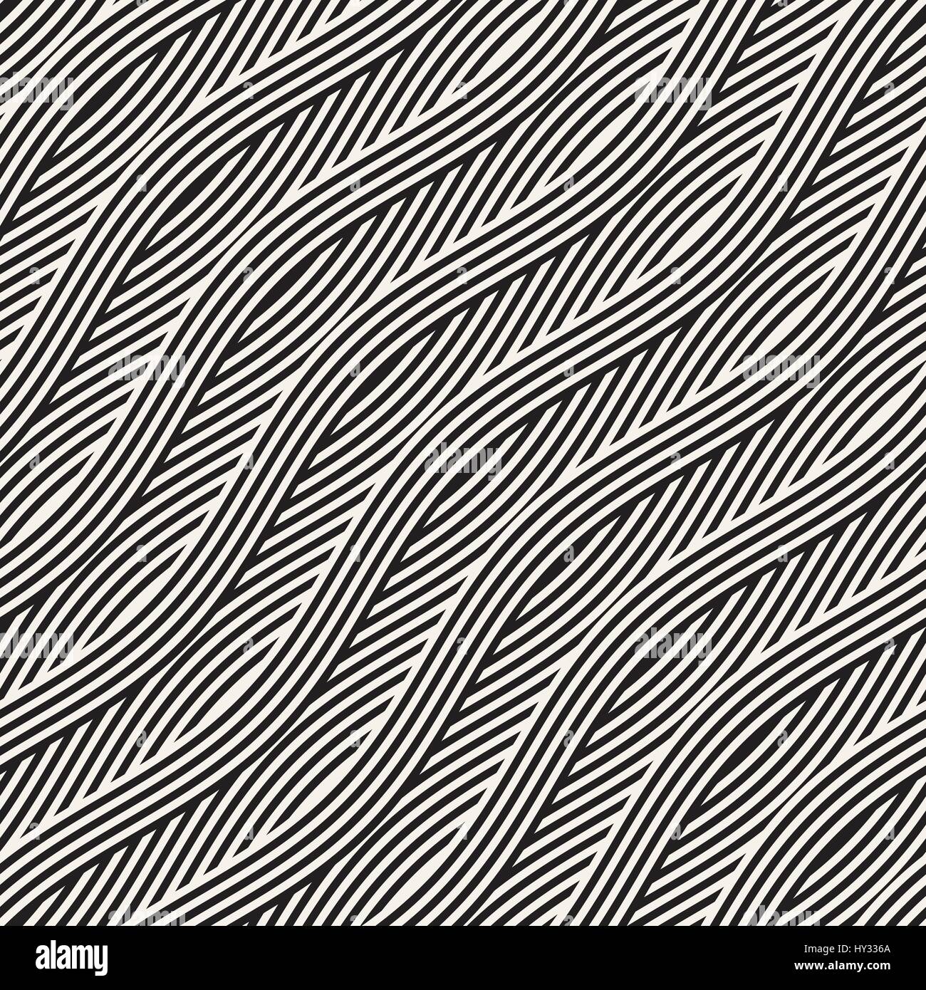 Abstract geometric pattern with wavy lines. Interlacing rounded stripes ...