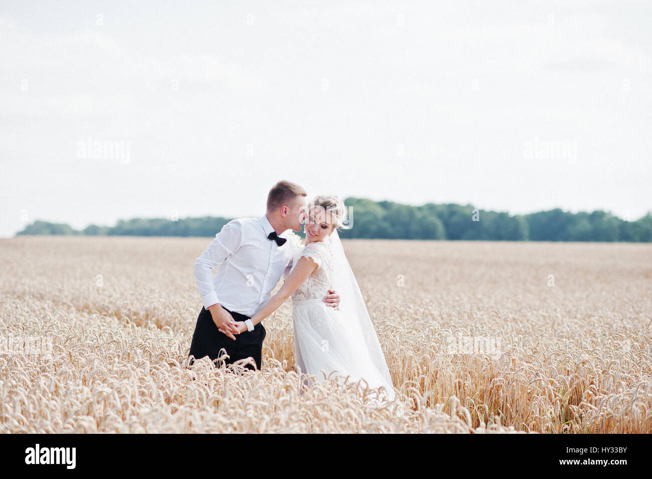 Happy family walk in wheat hi-res stock photography and images - Alamy