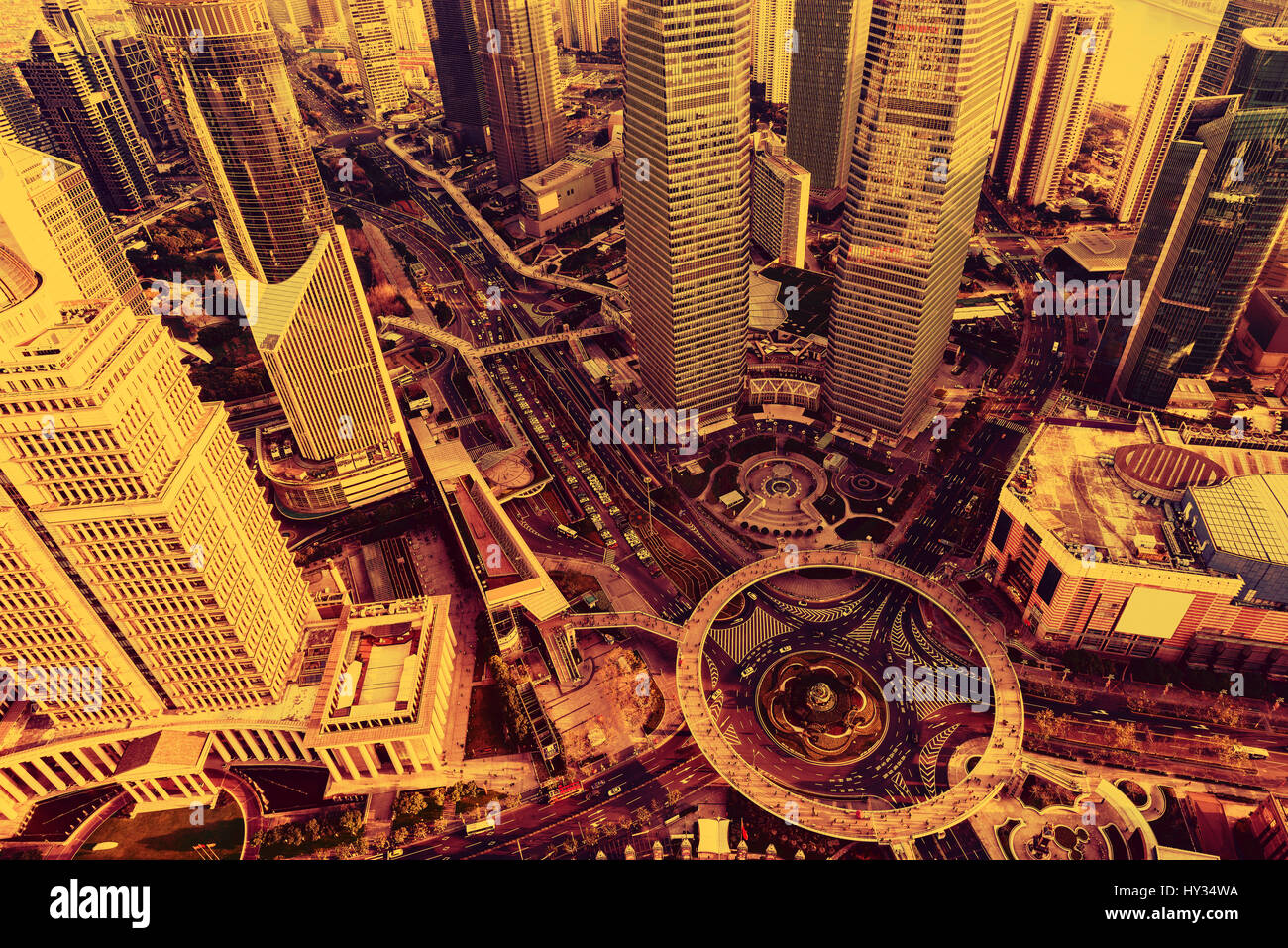 Shanghai tower aerial sunny hi-res stock photography and images - Alamy