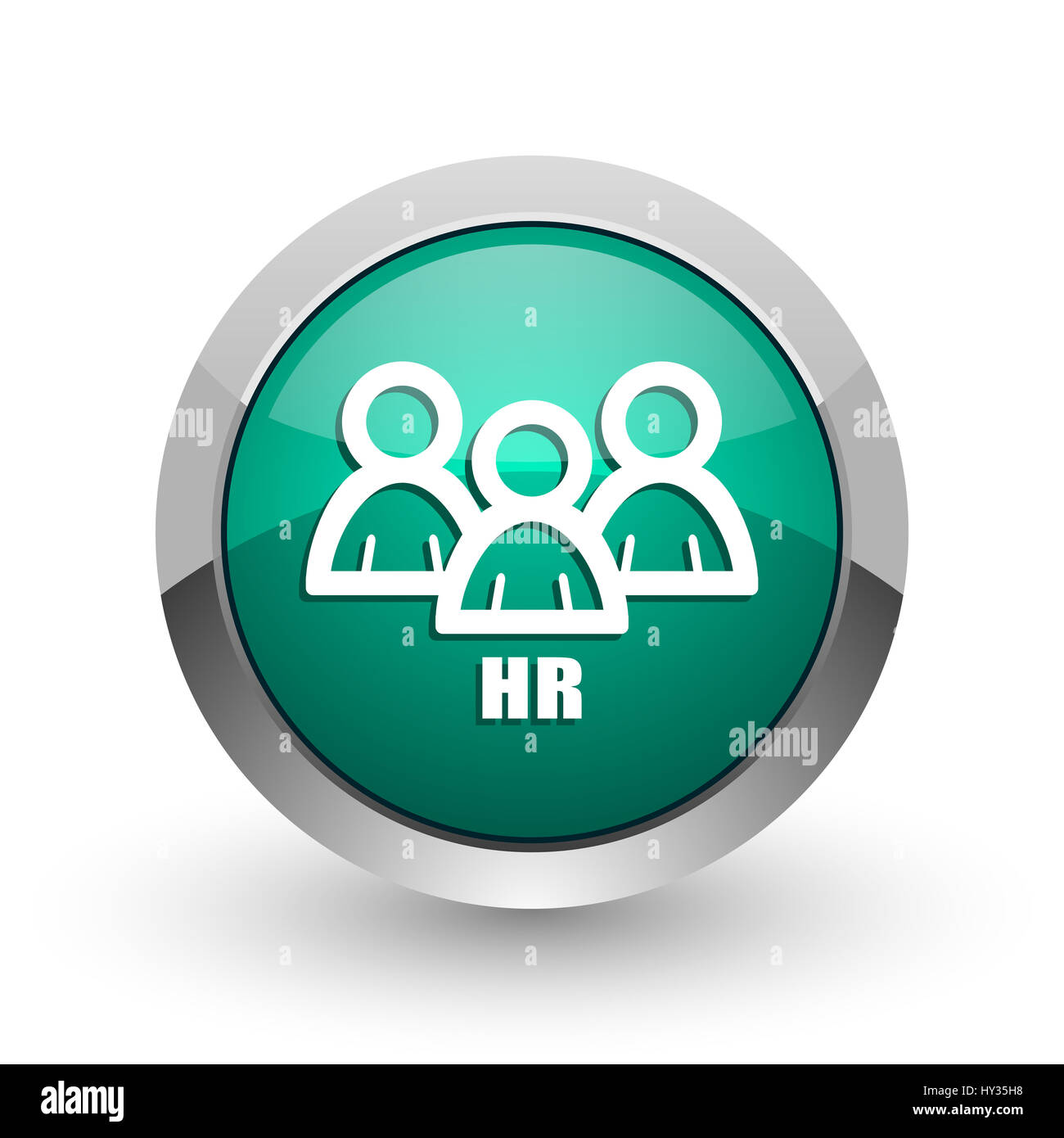 HR silver metallic chrome web design green round internet icon with ...