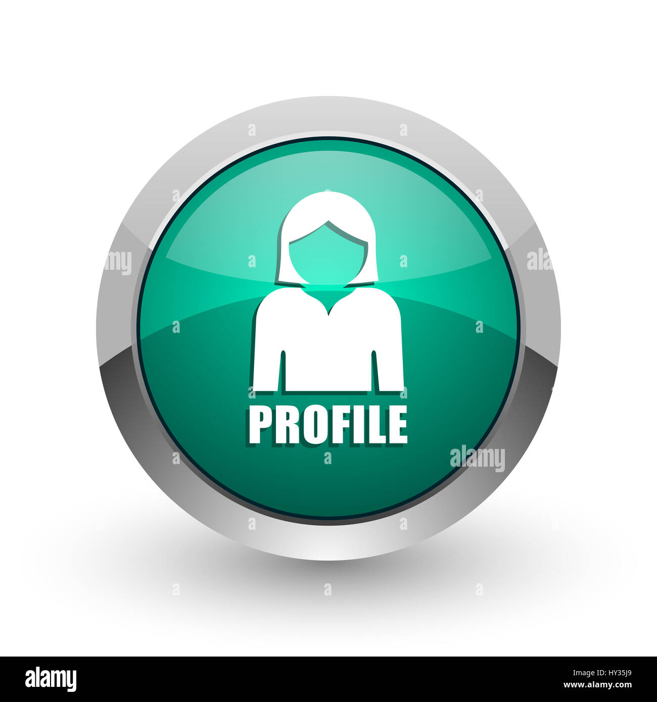 Profile silver metallic chrome web design green round internet icon ...