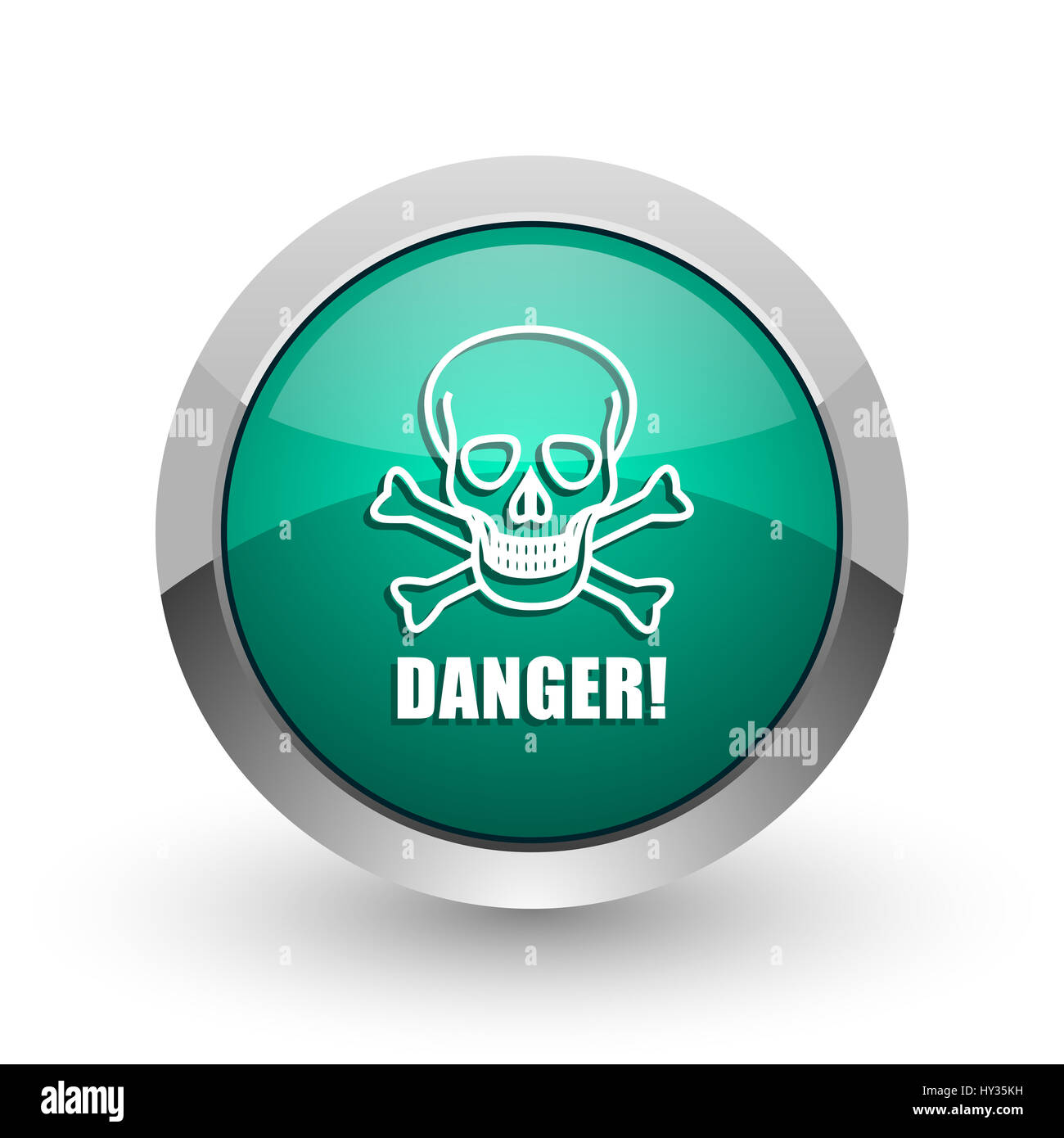 Danger skull silver metallic chrome web design green round internet ...