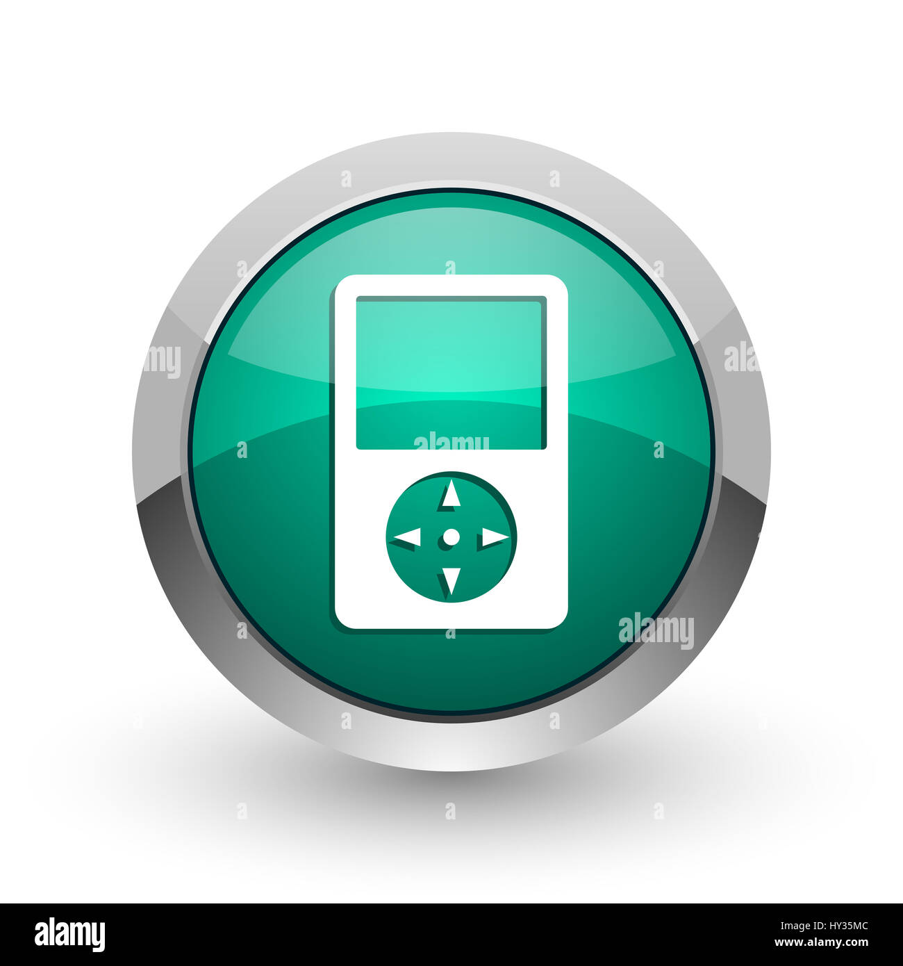 Multimedia player silver metallic chrome web design green round ...