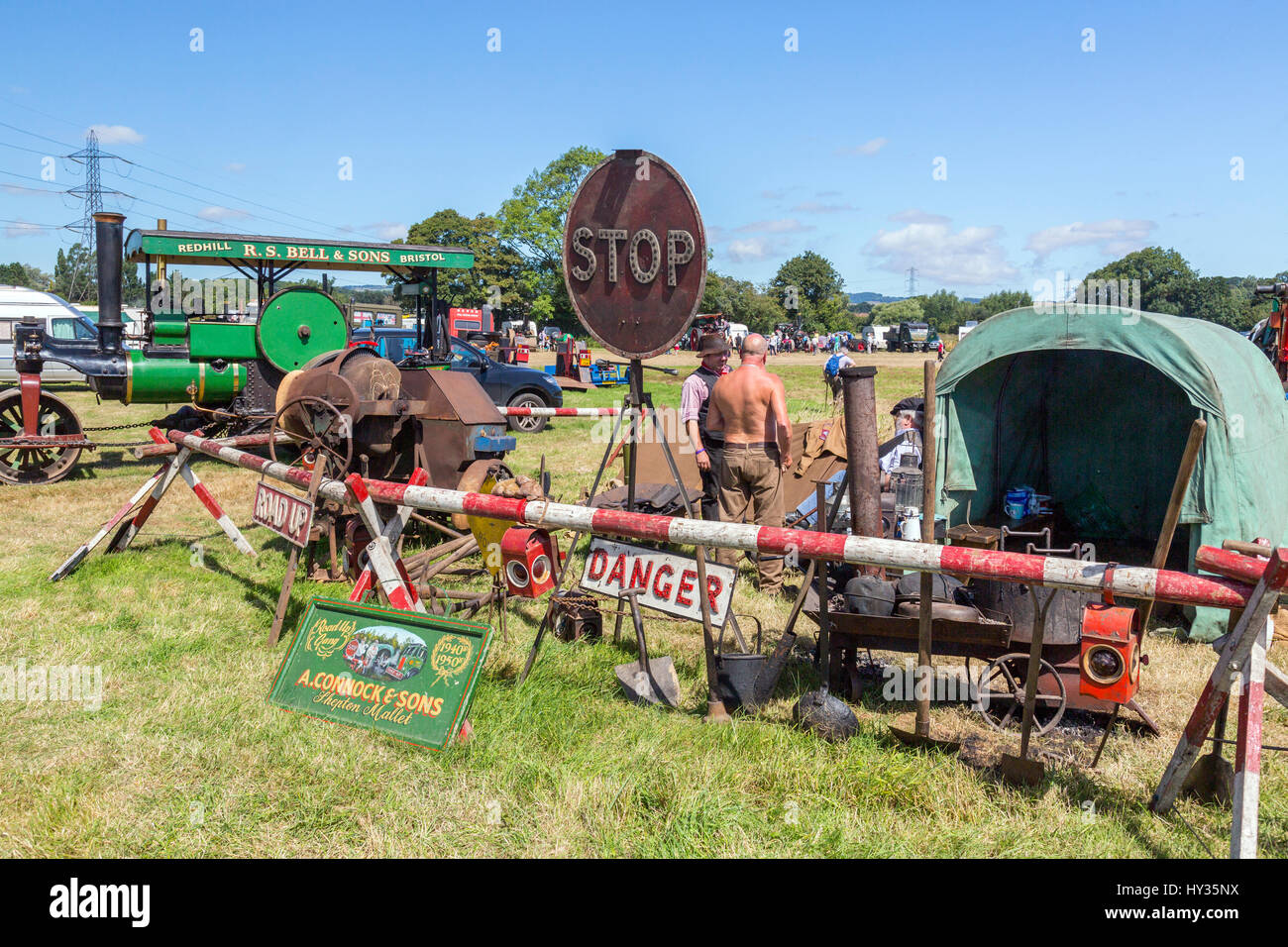 A reconstruction of a 1950s road work gang at the 2016 Norton ...