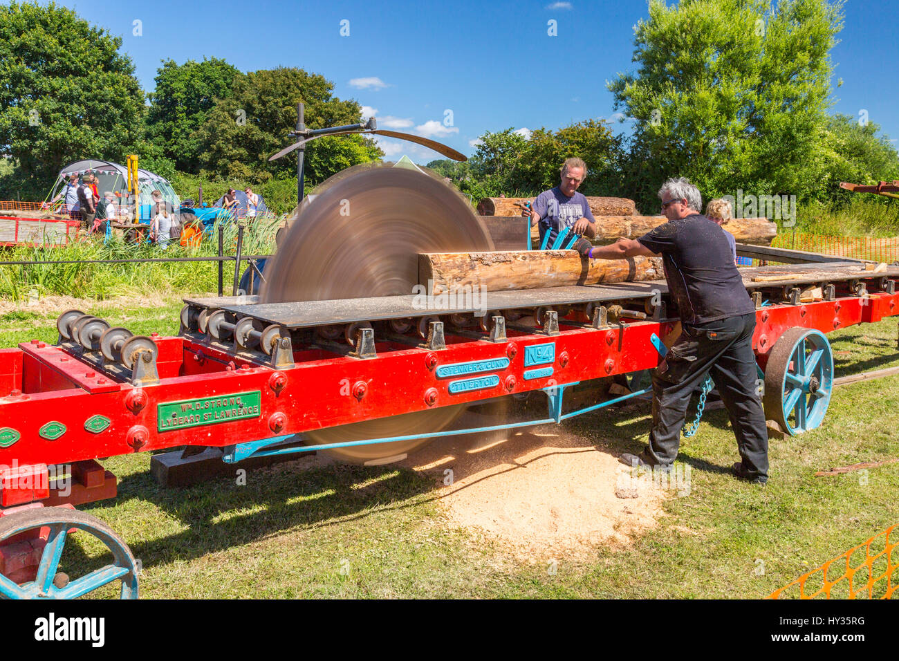 A massive saw bench being driven by 'Royal Chester' traction engine at ...