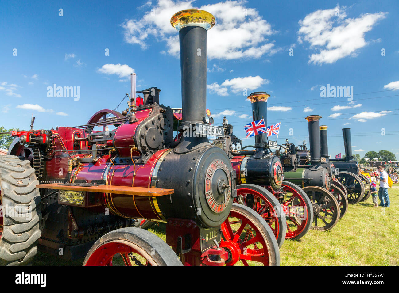 A huge display of vintage restored traction engines in the show ring at ...