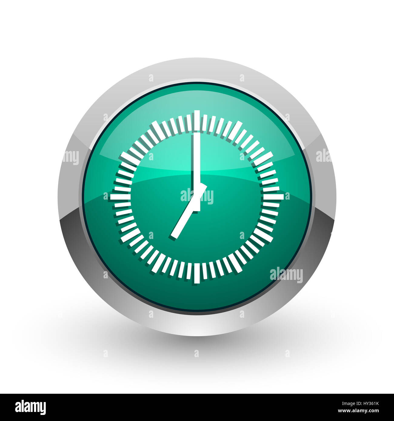Time silver metallic chrome web design green round internet icon with ...