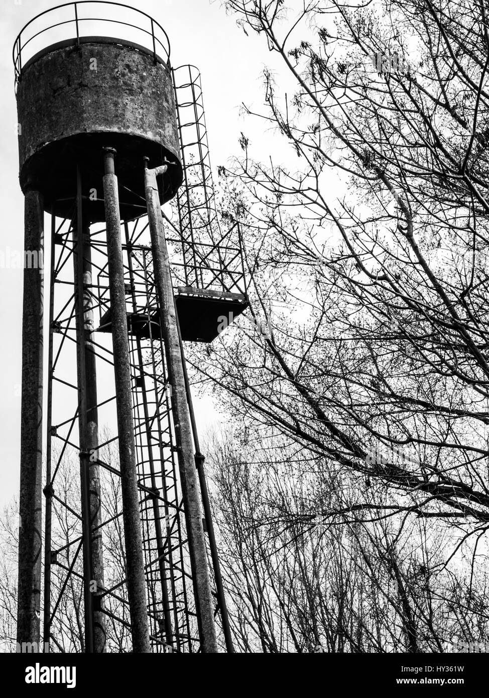 Grey water tower Black and White Stock Photos & Images - Alamy