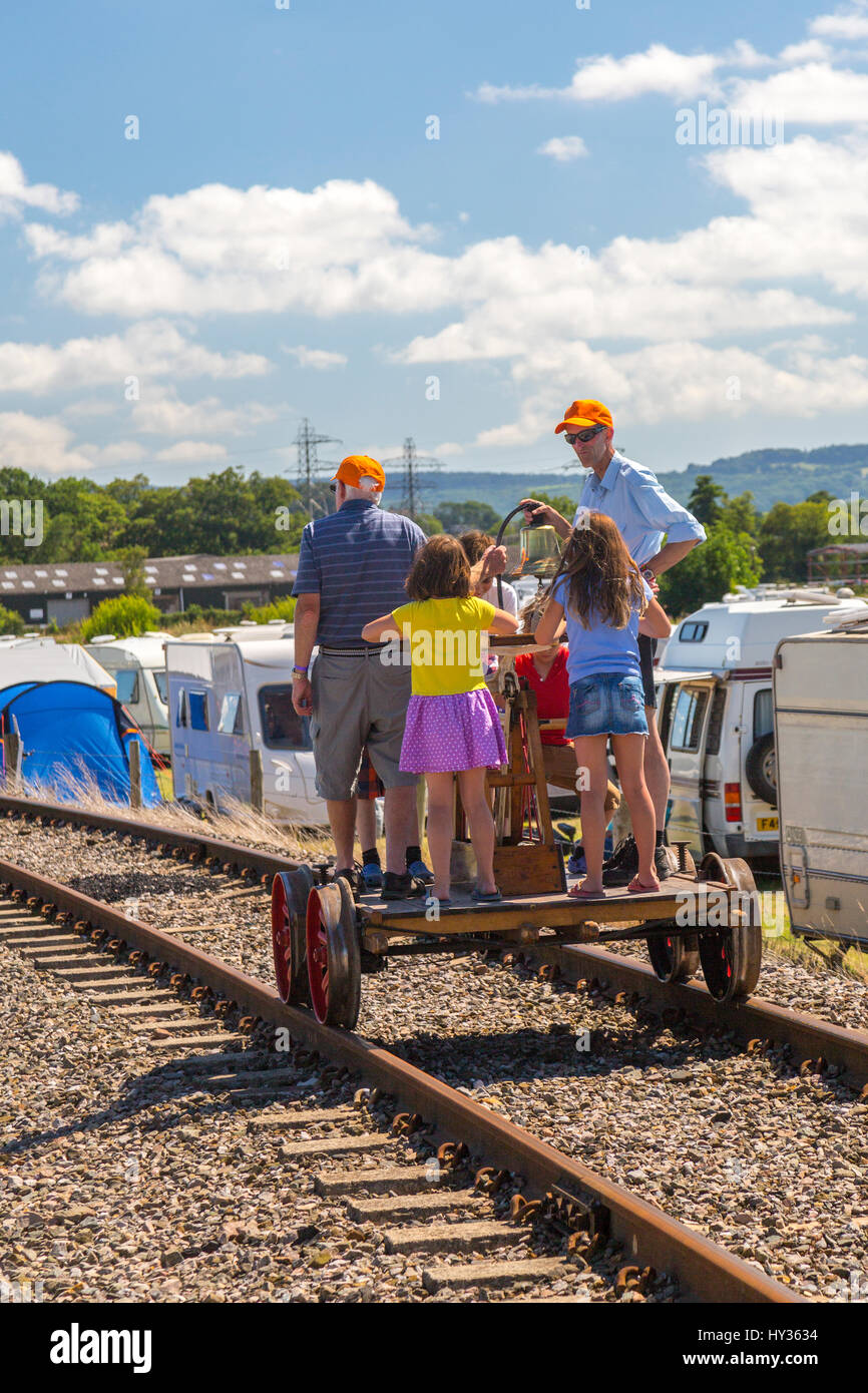A restored GWR pump trolley giving rides to children at the 2016 Norton ...