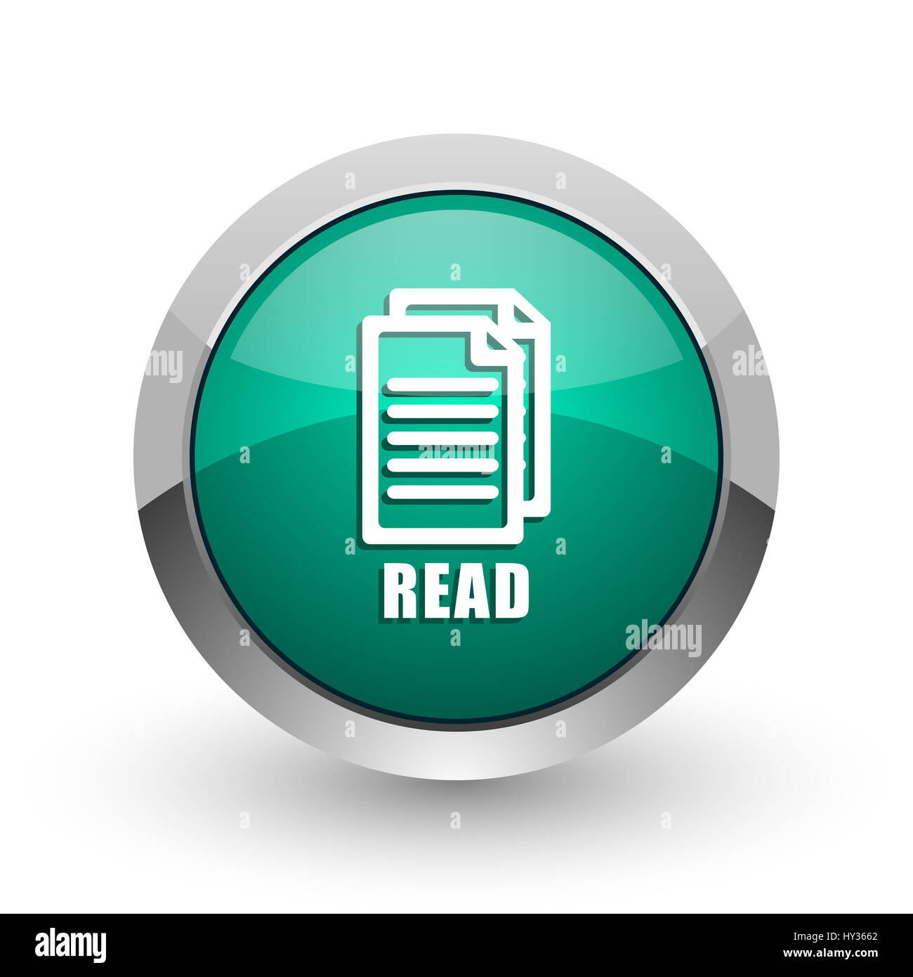 Read silver metallic chrome web design green round internet icon with ...