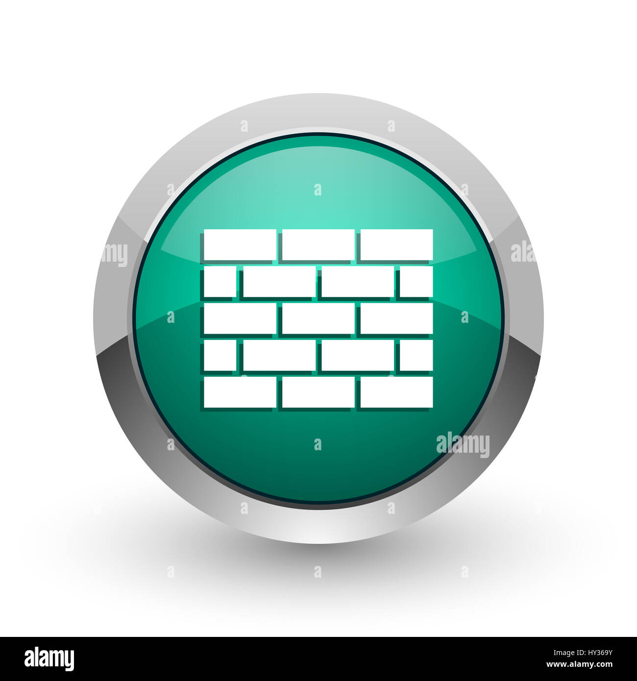 Firewall silver metallic chrome web design green round internet icon ...
